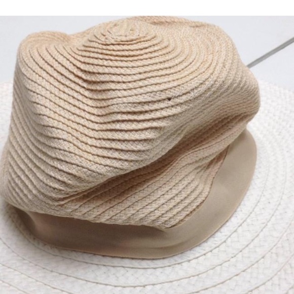 BCBGMaxAzria | Accessories | Bcbg Straw Hat Sun Beach Beige White Wide ...